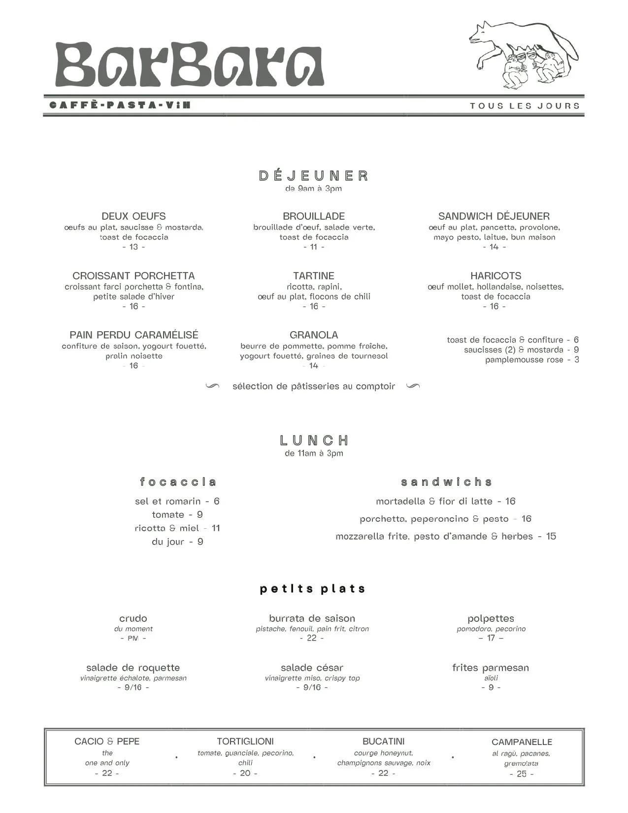 menu dej/lunch — Bar Bara