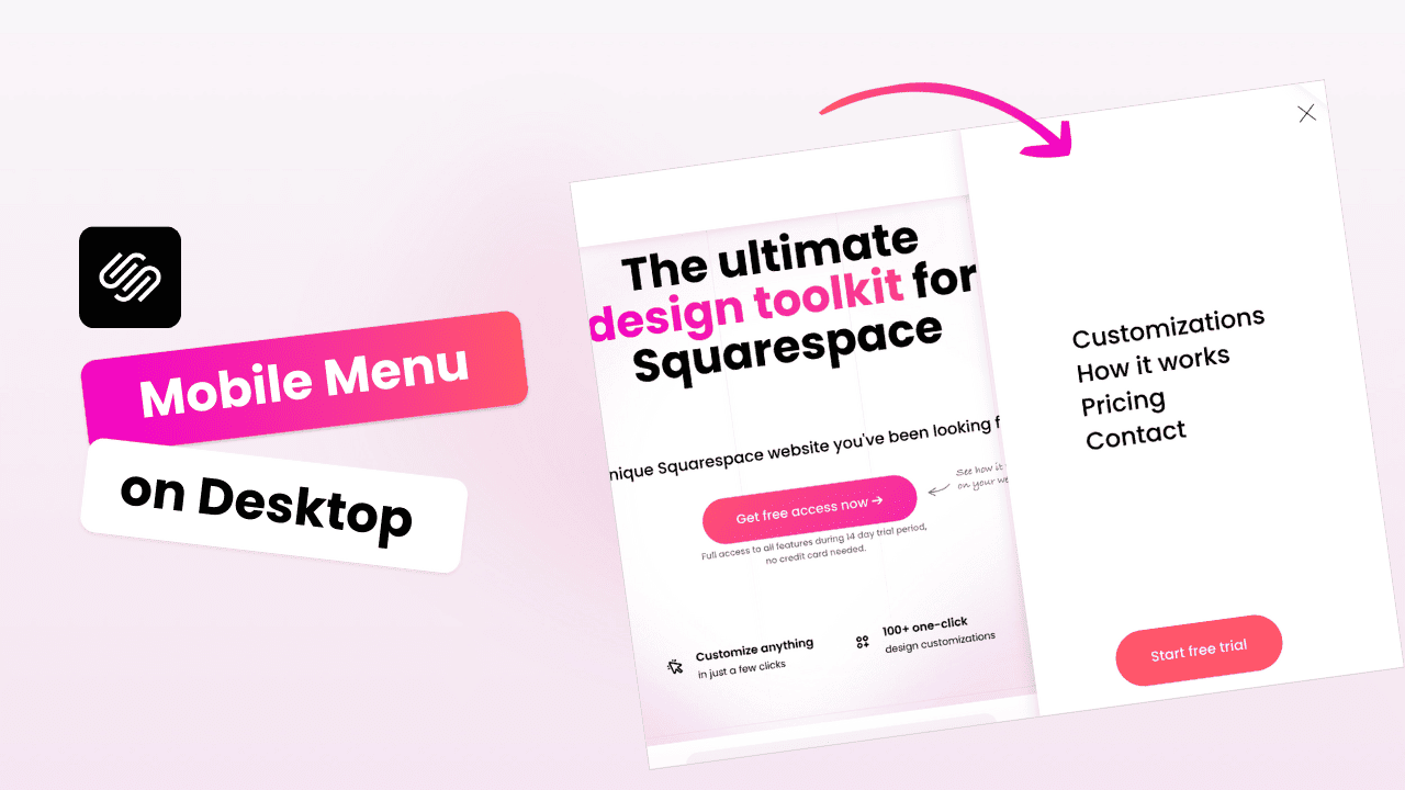 Mobile Menu on Desktop in Squarespace