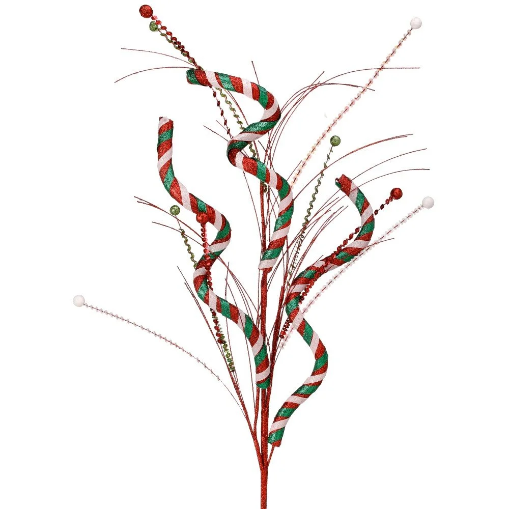 Peppermint Twirl Bell x3 Spray, 29" — Holiday Whimsy