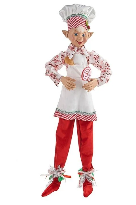 RAZ 24" Poseable Elf with Champagne Glass — Holiday Whimsy