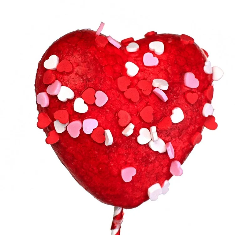 Triple Felt Heart w/ Glitter Pick: Red, 16" — Holiday Whimsy
