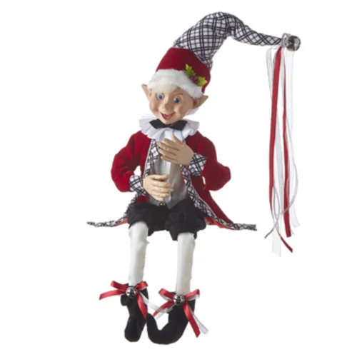 RAZ 24" Poseable Elf with Champagne Glass — Holiday Whimsy