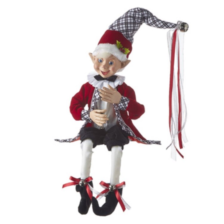 RAZ 24" Poseable Elf with Champagne Glass — Holiday Whimsy