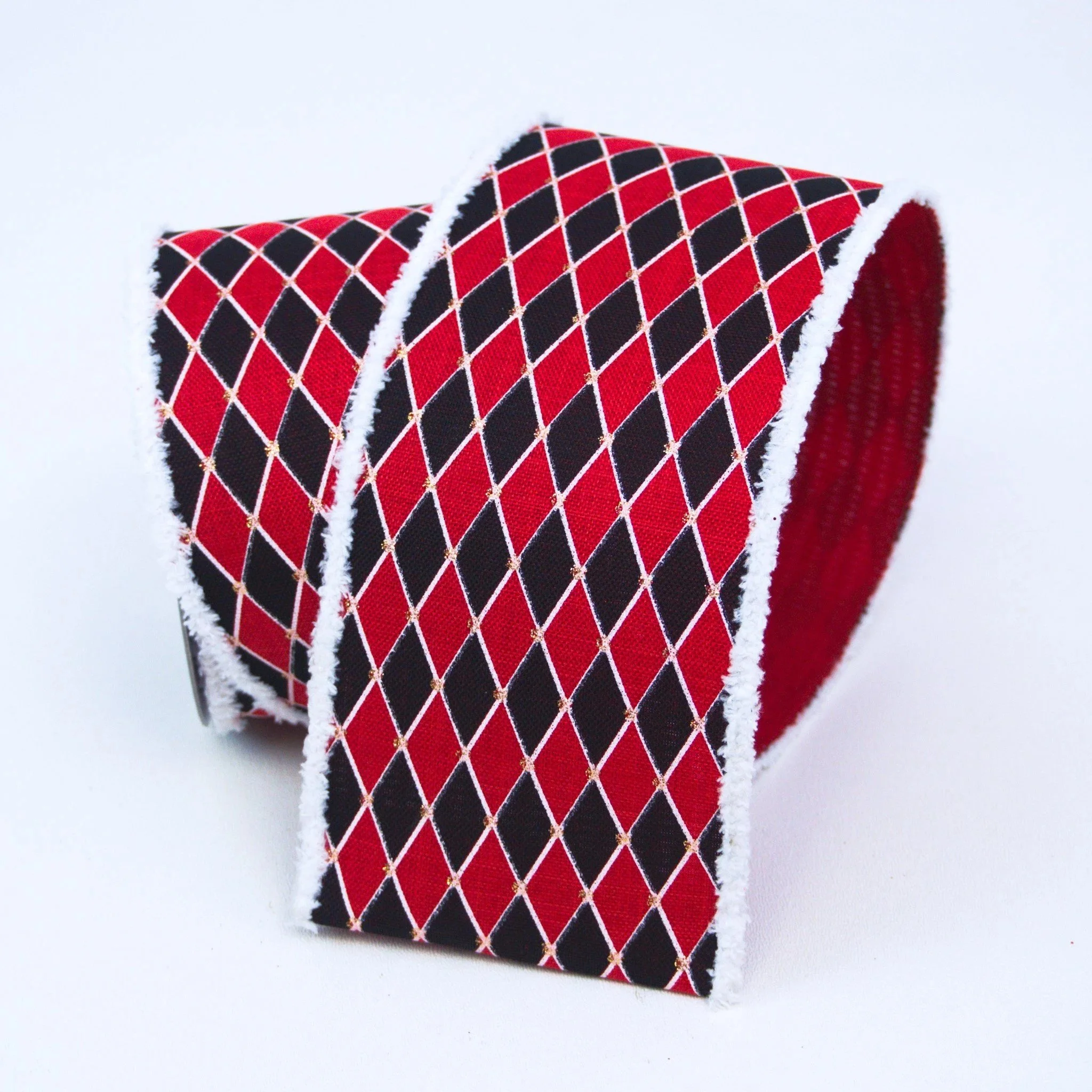 Harlequin Velvet Edge: Black/White, 4" — Holiday Whimsy