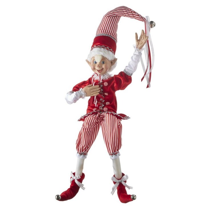 RAZ 24" Poseable Elf with Champagne Glass — Holiday Whimsy
