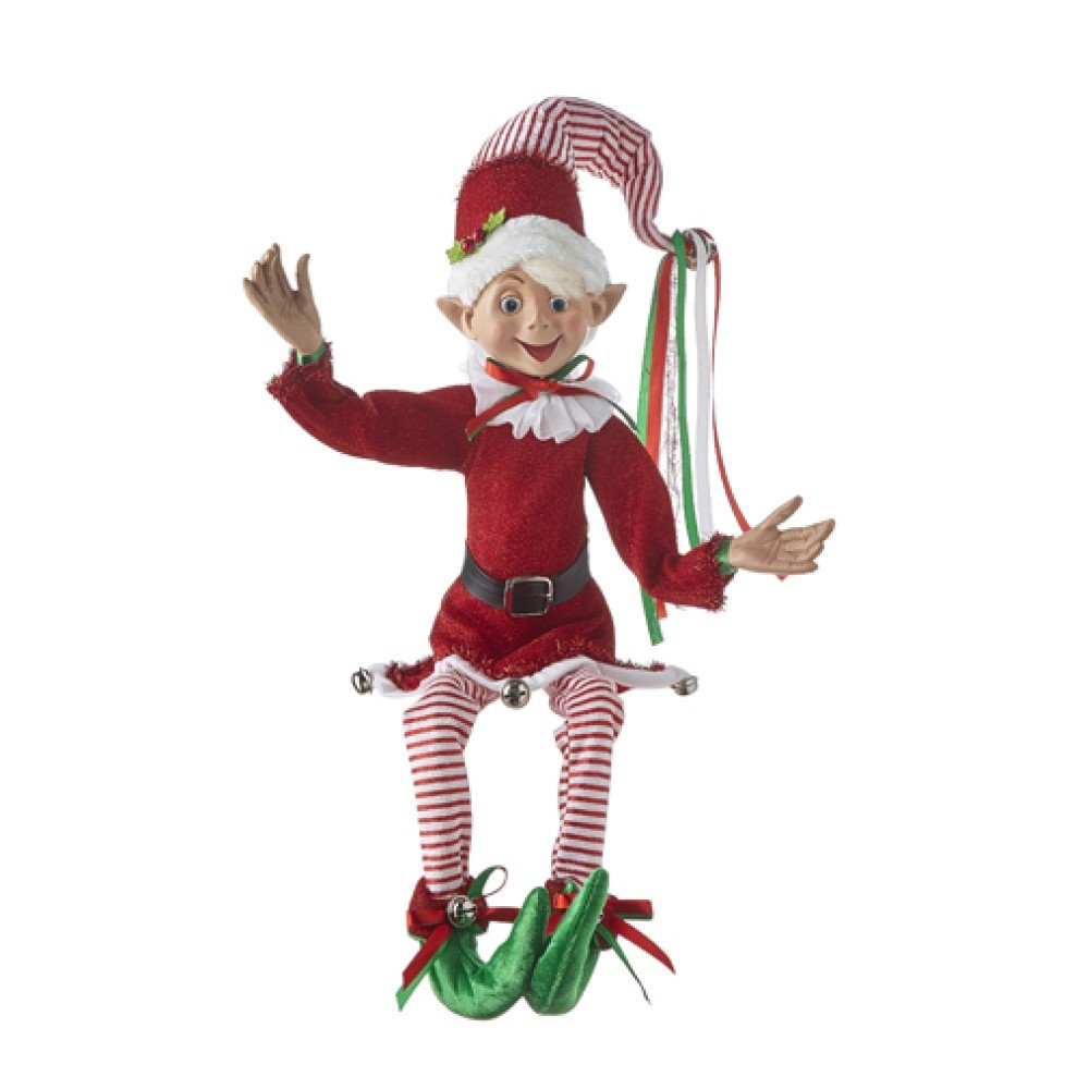 RAZ 24" Poseable Elf with Champagne Glass — Holiday Whimsy