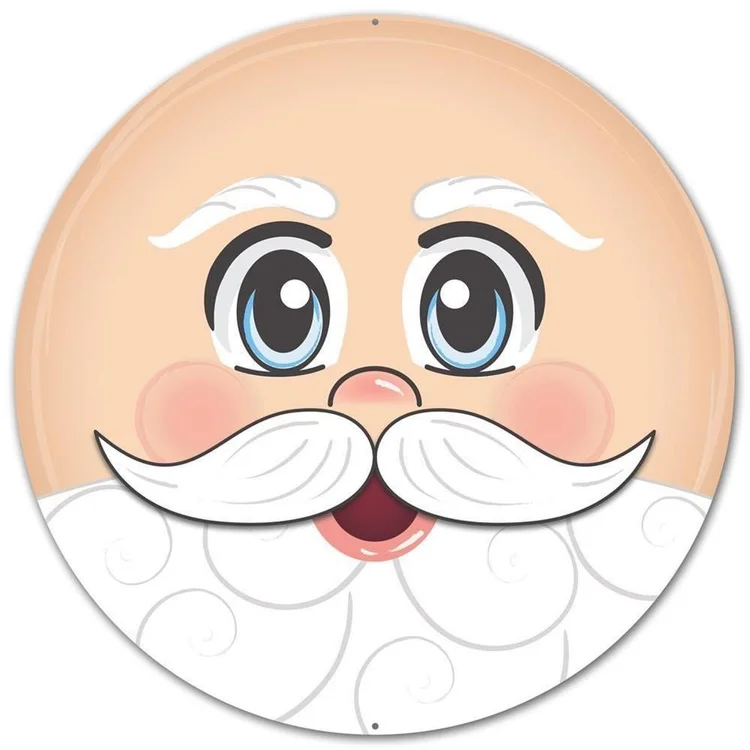 Metal Embossed Winking Santa Face, 12" — Holiday Whimsy