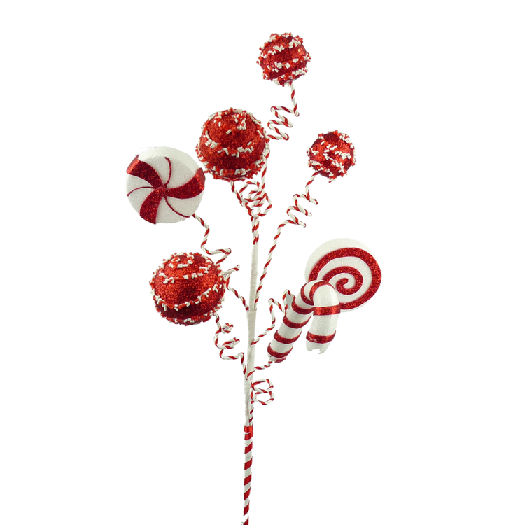 Peppermint Twirl Bell x3 Spray, 29" — Holiday Whimsy