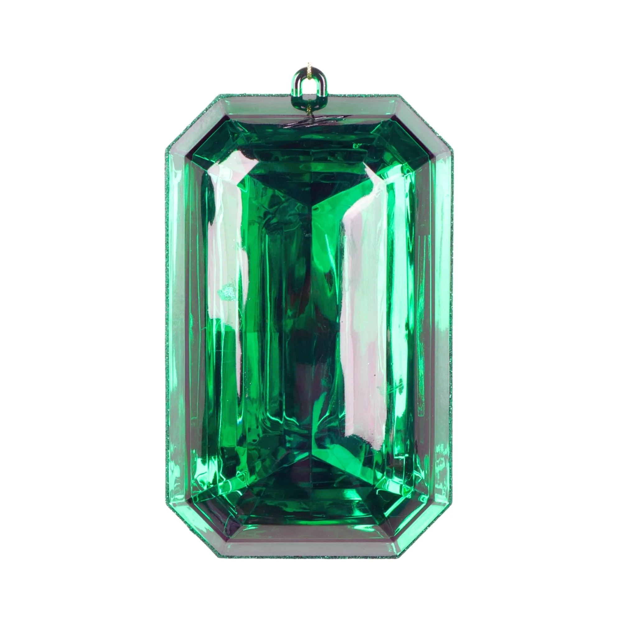 Acrylic Emerald Cut Precious Gem Ornament: Red, 8" — Holiday Whimsy