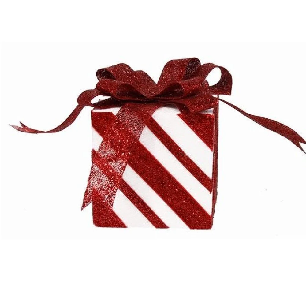 Harlequin Gift Box Ornament: Black/White, 6" — Holiday Whimsy