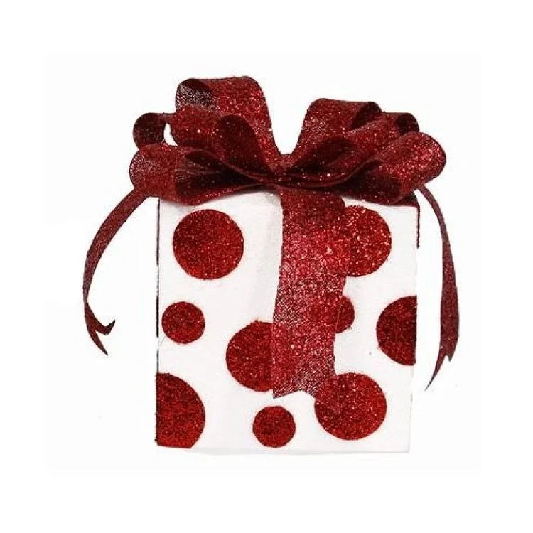 Harlequin Gift Box Ornament: Black/White, 6" — Holiday Whimsy
