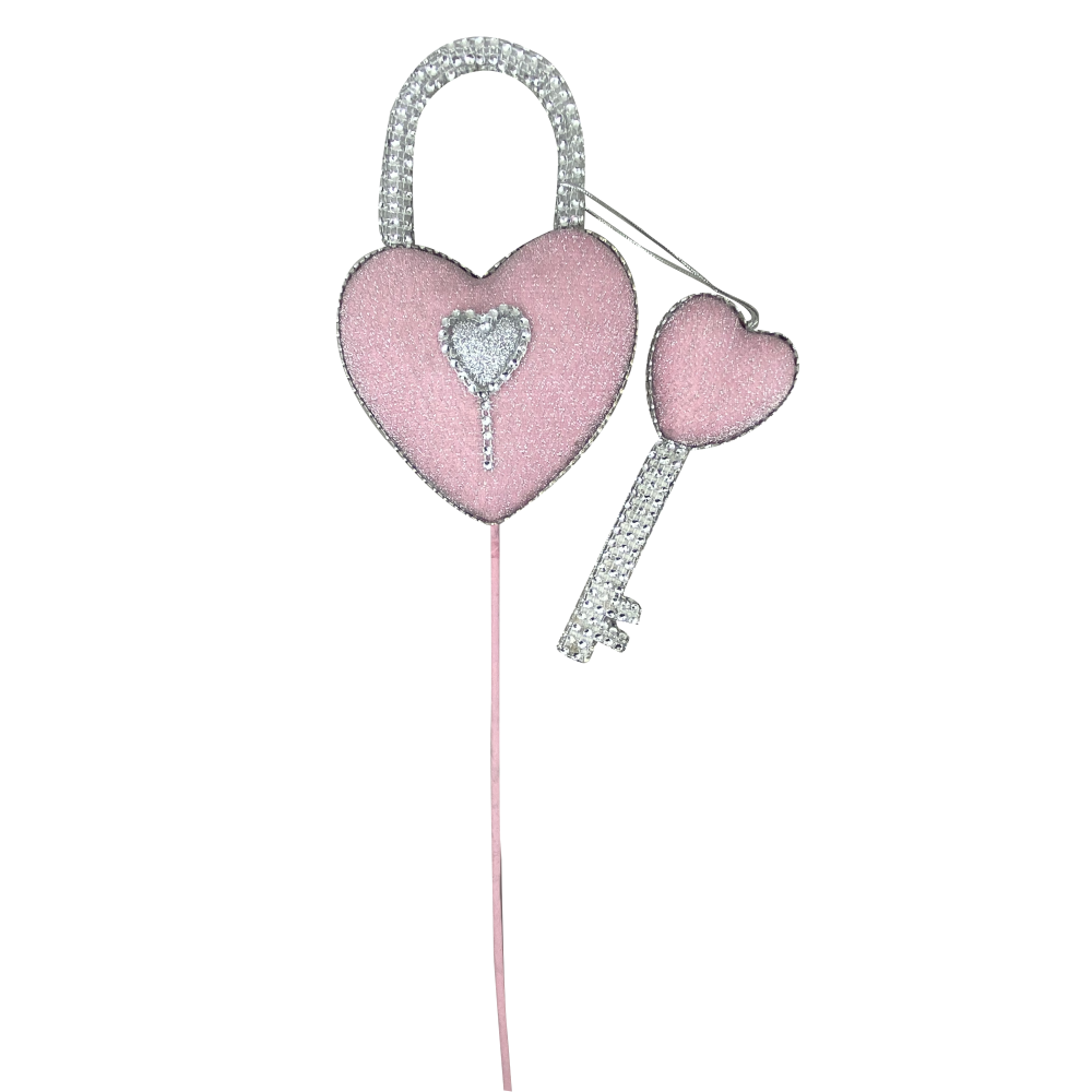 Bling Heart Lock and Key Spray: Red, 20" — Holiday Whimsy