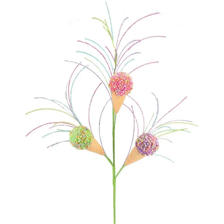 Pink Pompom Ice Cream Spray, 32" — Holiday Whimsy