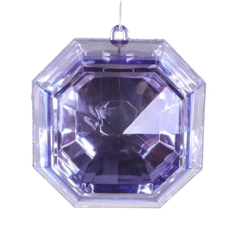 Acrylic Emerald Cut Precious Gem Ornament: Green, 8" — Holiday Whimsy