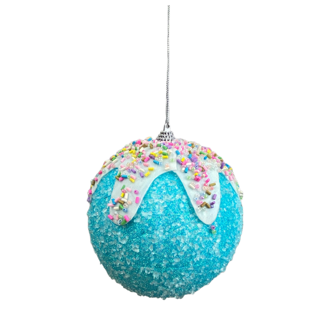 Jewel Ball Ornament: Red/White/Silver, 5" — Holiday Whimsy