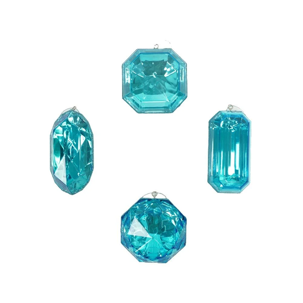 Acrylic Emerald Cut Precious Gem Ornament: Light Blue, 8" — Holiday Whimsy