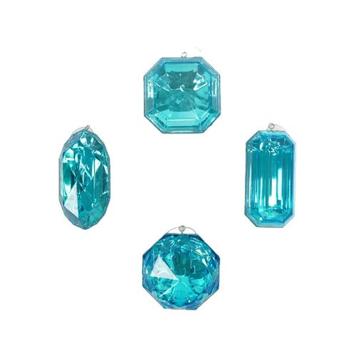 Acrylic Emerald Cut Precious Gem Ornament: Light Blue, 8" — Holiday Whimsy