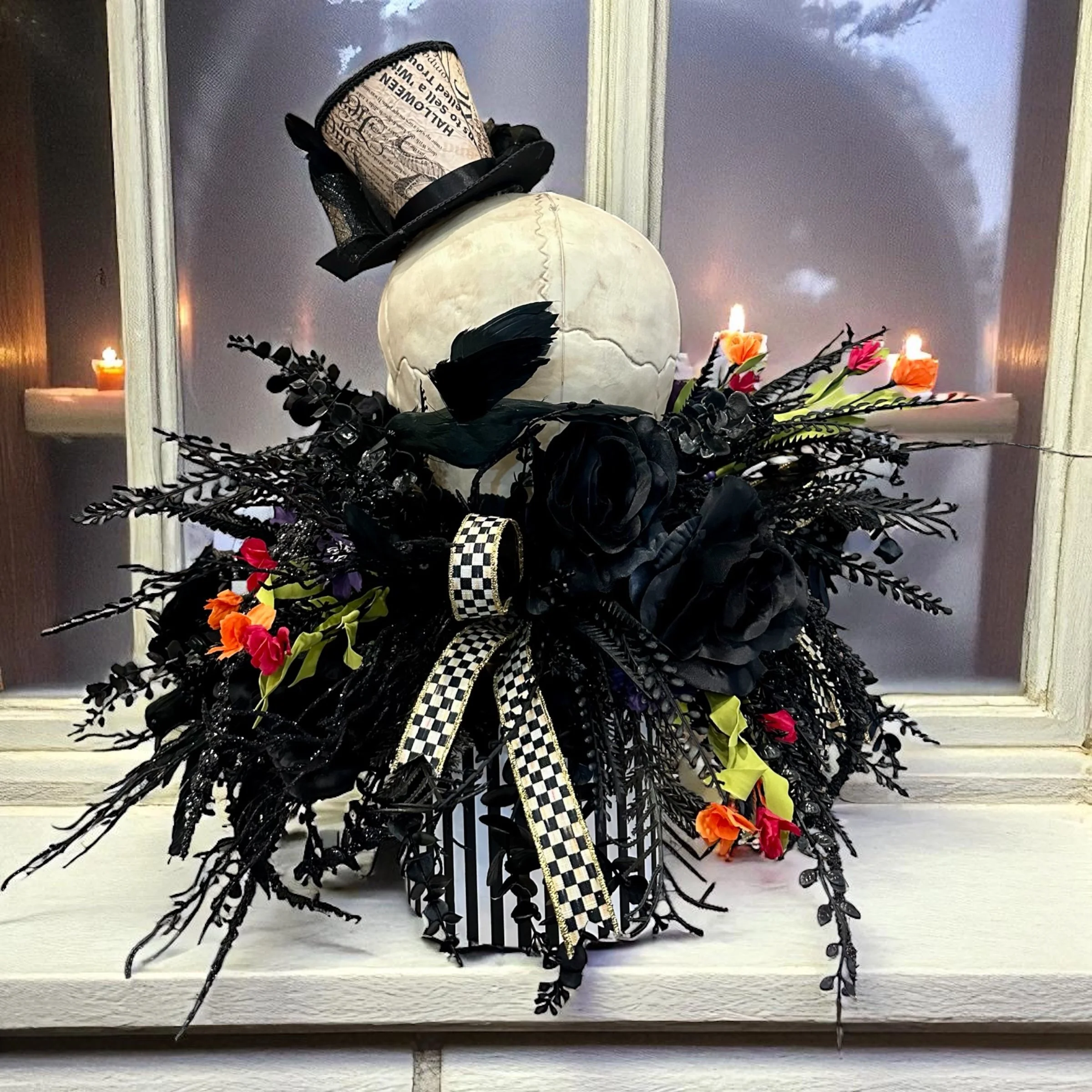 Dapper Skull Arrangement, 24" — Holiday Whimsy