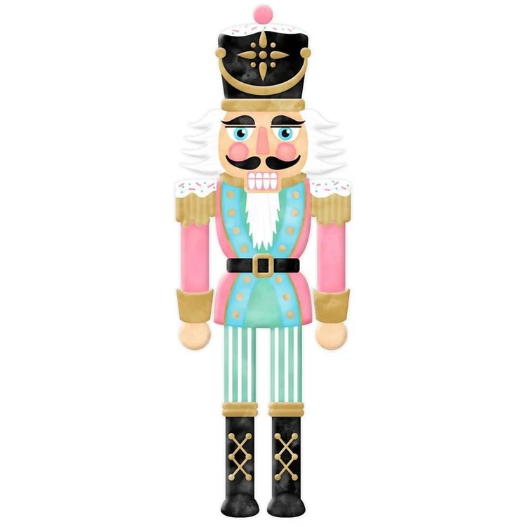 Metal Embossed Nutcracker: Pastel, 12" — Holiday Whimsy