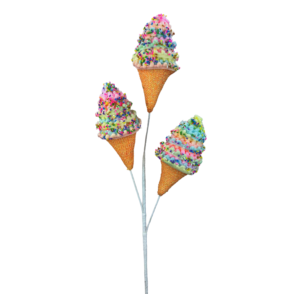 Pink Pompom Ice Cream Spray, 32" — Holiday Whimsy