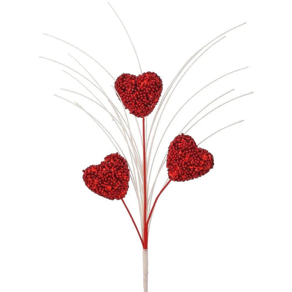 Triple Felt Heart w/ Glitter Pick: Red, 16" — Holiday Whimsy