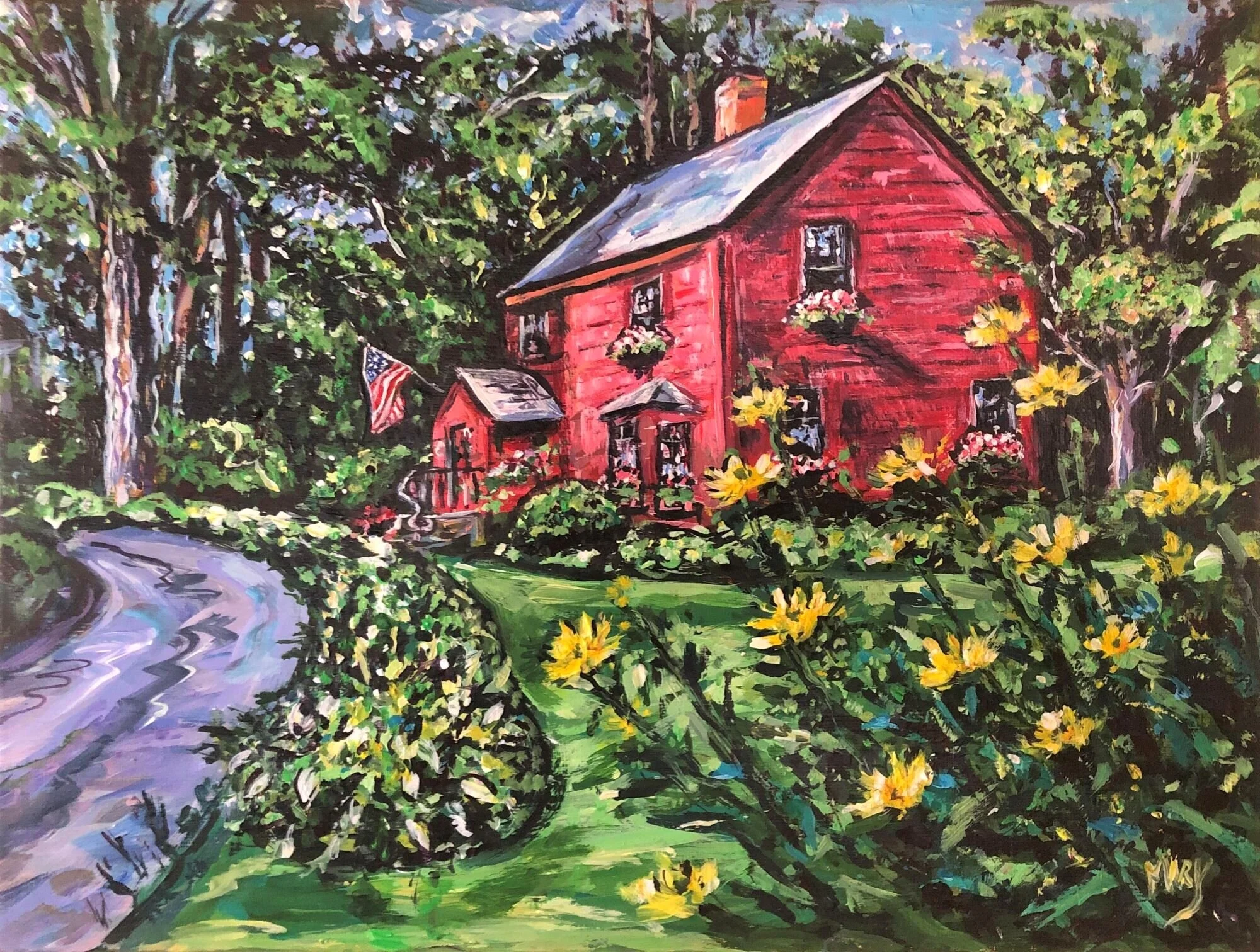 Mary Hanlon Original Acrylic Art, Melrose Massachusetts