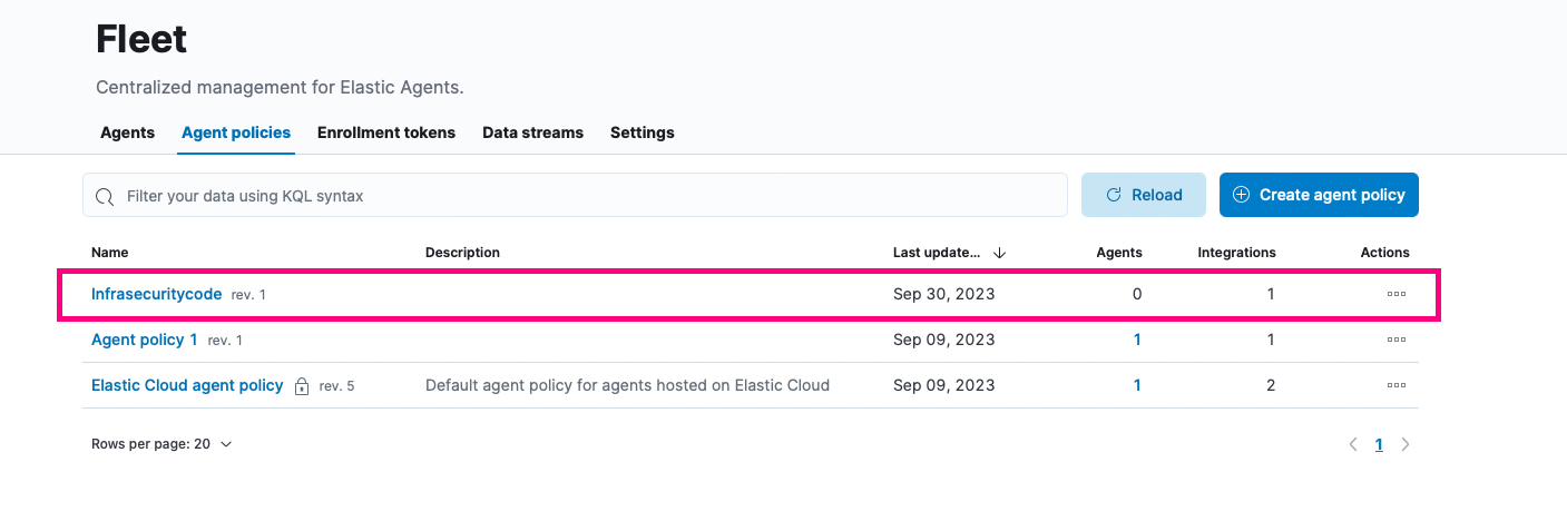 Elastic Agent - Policies and Integrations — Infra Security Code