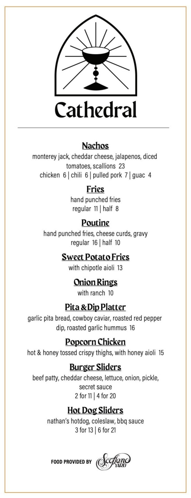 Menu — Bar Cathedral