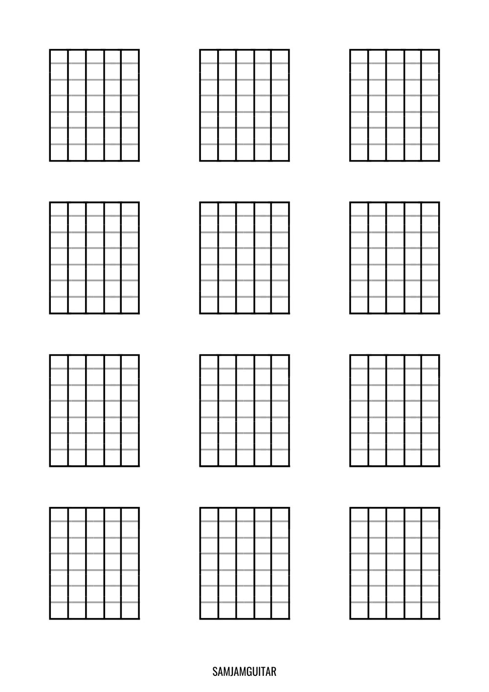Printable Blank Neck Diagrams | SAMJAMGUITAR