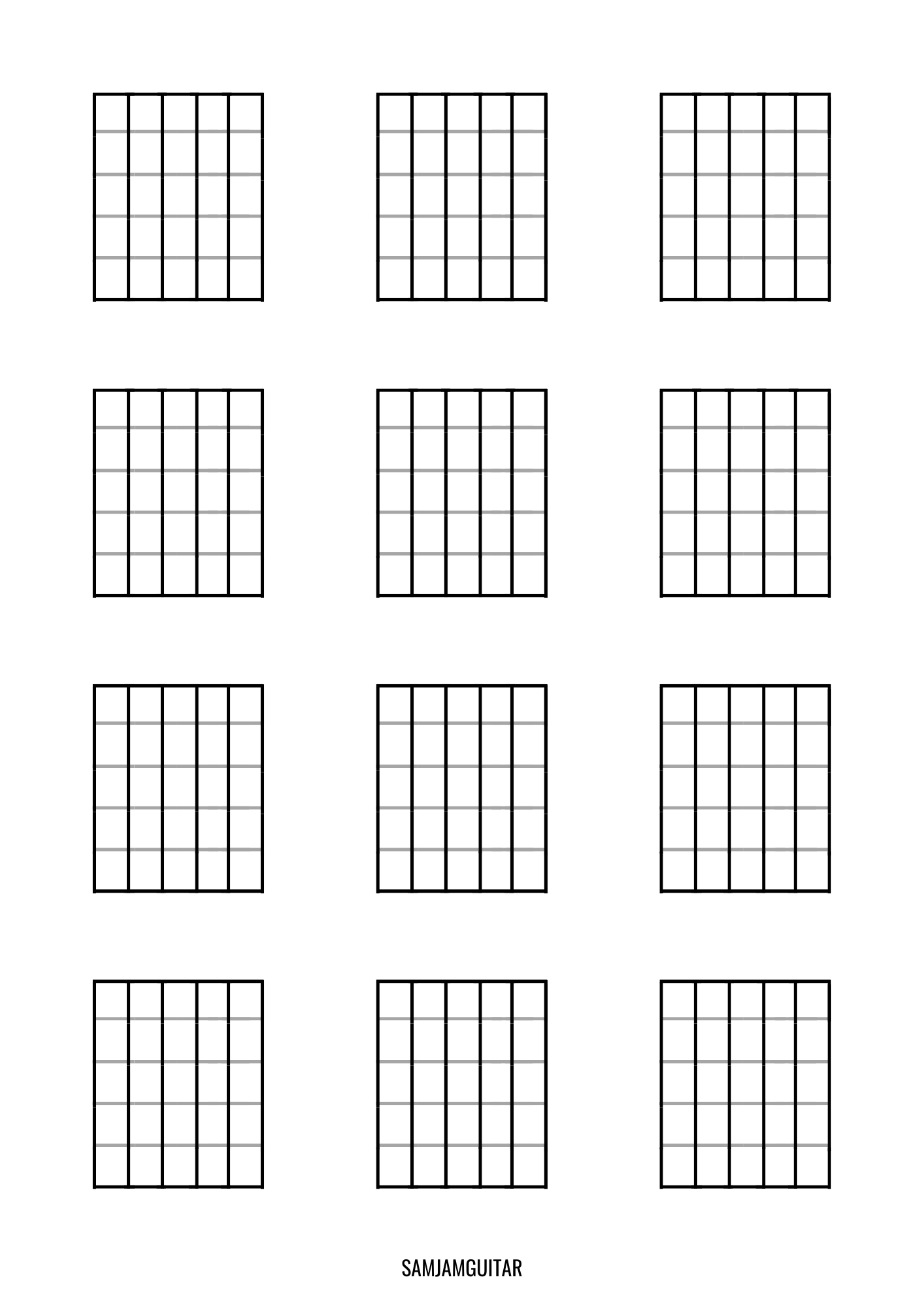 Printable Blank Chord Diagrams (Free PDF) | SamJamGuitar | SAMJAMGUITAR