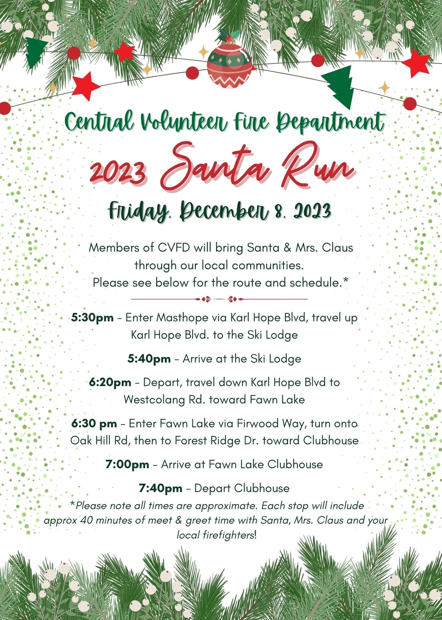 Central Fire Department Santa Run — Lackawaxen Township