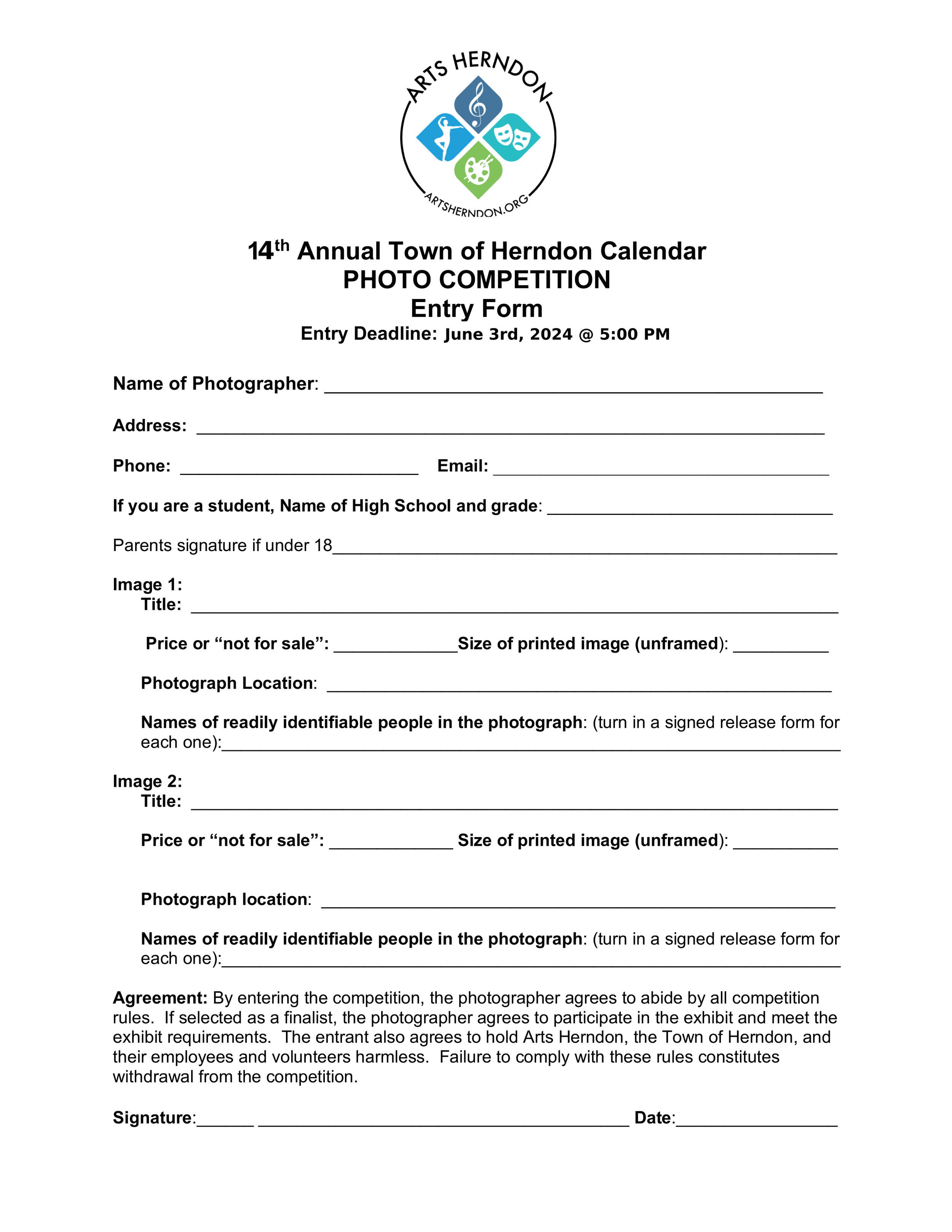 2024 Calendar Competition — Arts Herndon