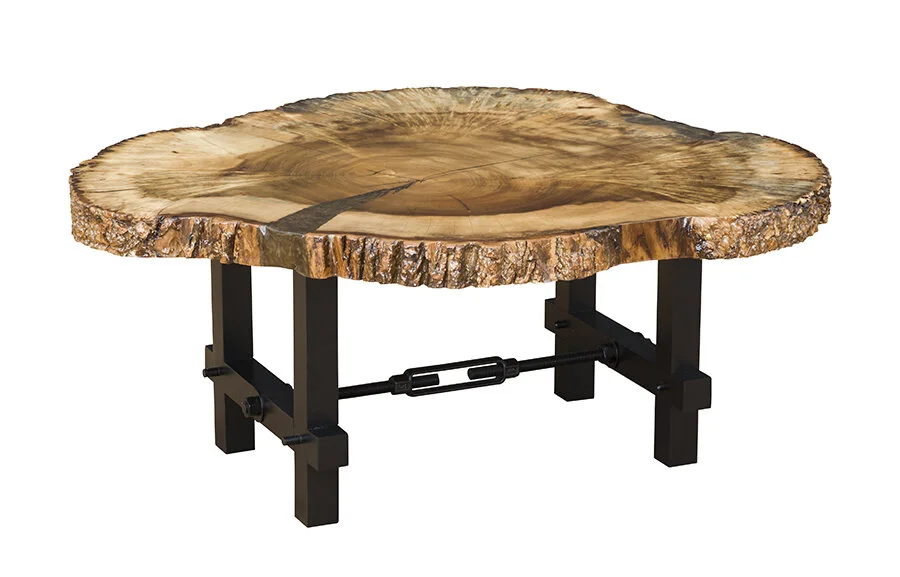 40 Inch Round Coffee Table with Turn Buckle Base — Forest Ridge Woodworking