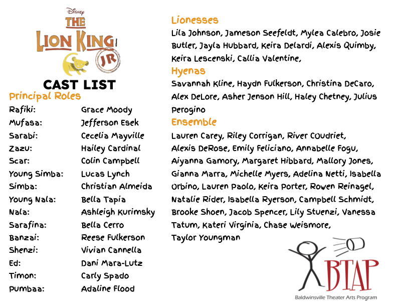 Lion King Jr. 2022 — Baldwinsville Theater Arts Program