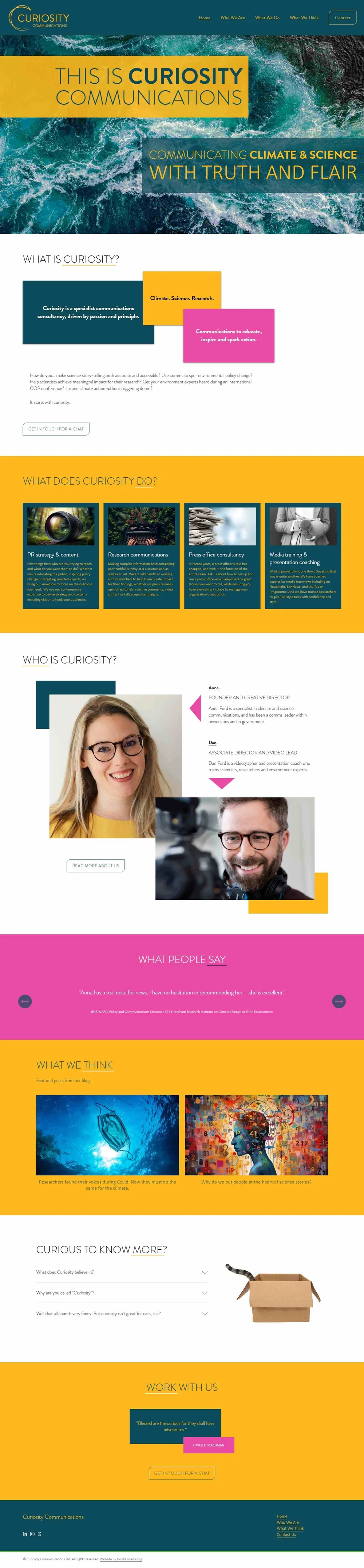 Curiosity Communications PR Consultancy Web Design | Gorilla Marketing