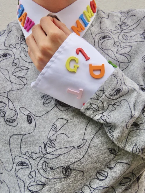 EXPRESS YOURSELF CUSTOM TYPOGRAPHY FASHION COLLAR DIY-spice it up with dori