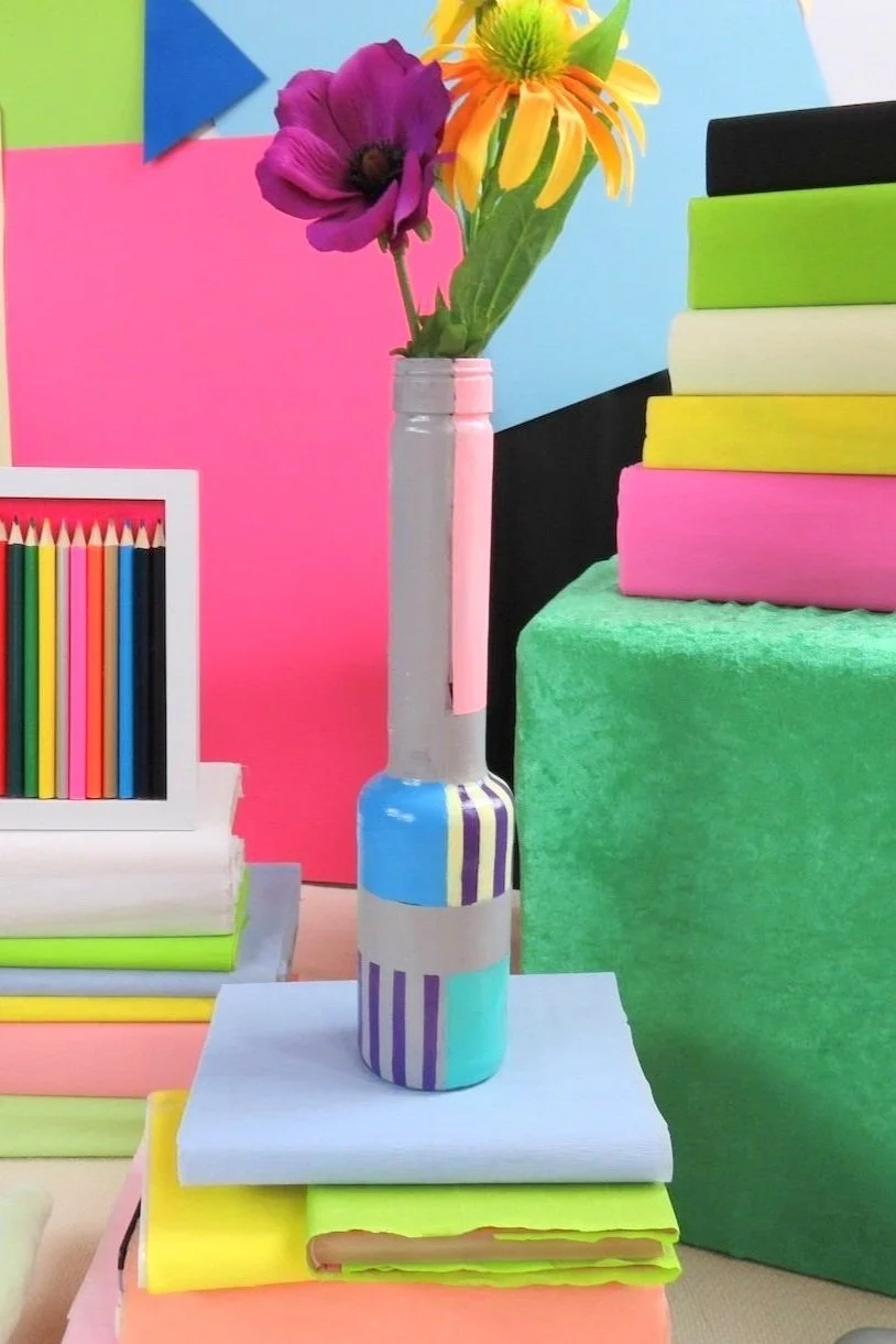 Recycled Bottle Color Block Floral Vase Home Decor DIY -spice it up ...