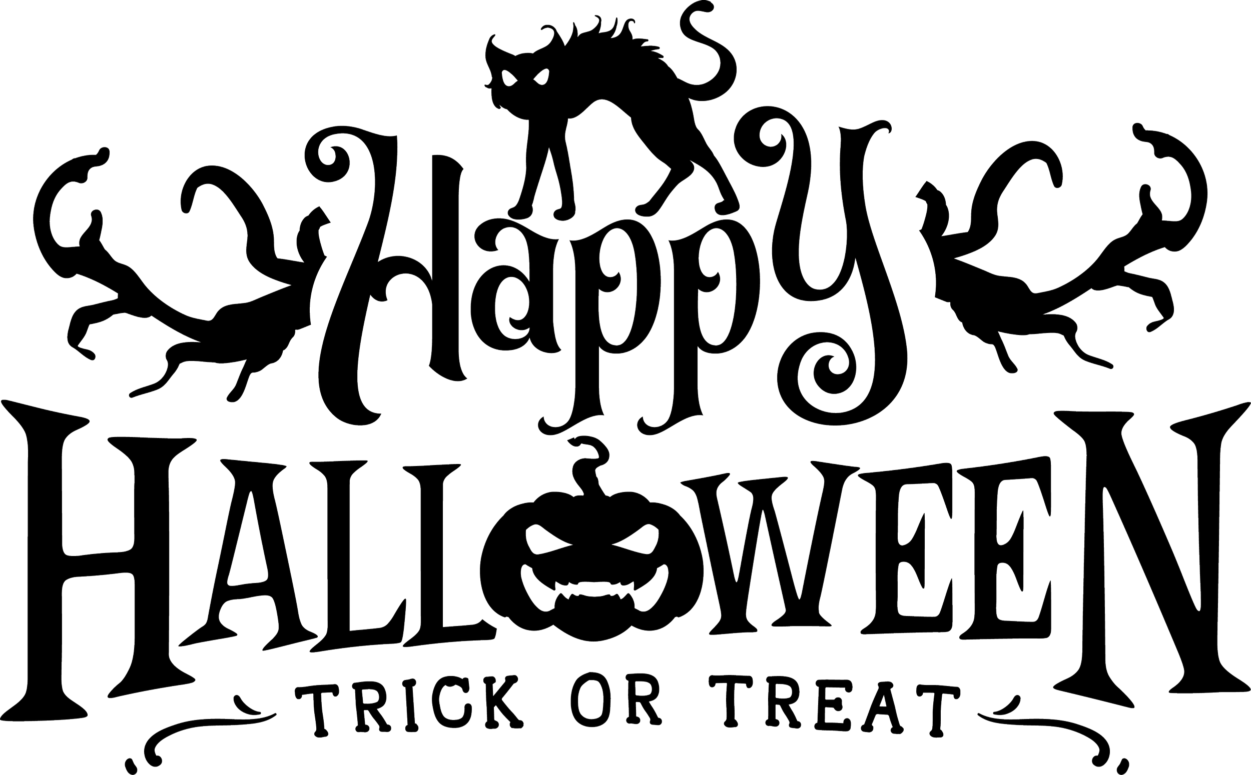 Black And White Happy Halloween Clipart