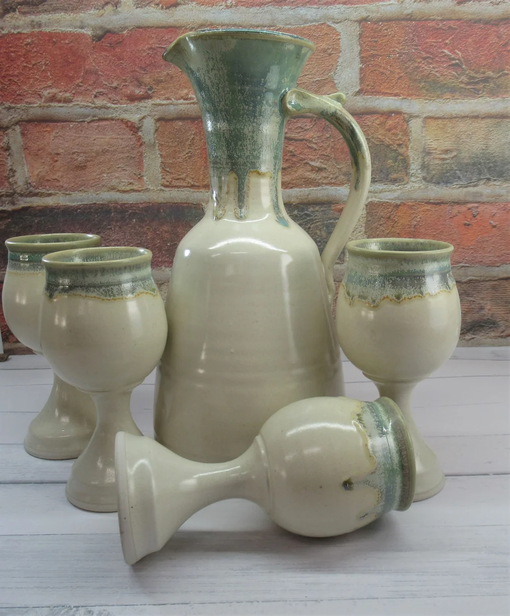 Vintage Italian Bormioli Amber Glass 7 Piece Carafe and Tumbler Set ...