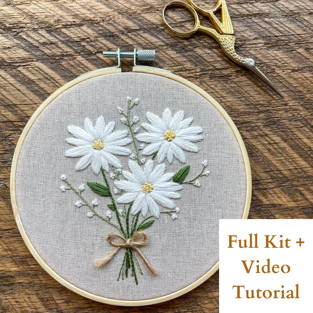 Daisy Embroidery Stick and Stitch Patch - Row of Daisies — Sherwood ...