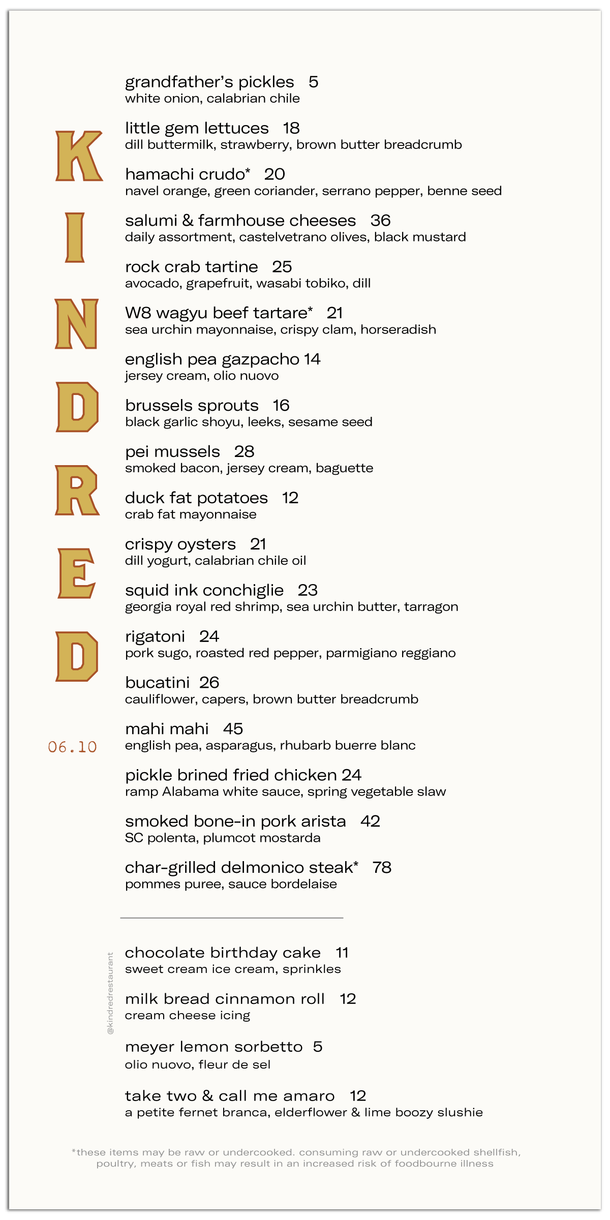 Kindred Menu — Kindred Restaurant | Voted Best Restaurant in Charlotte