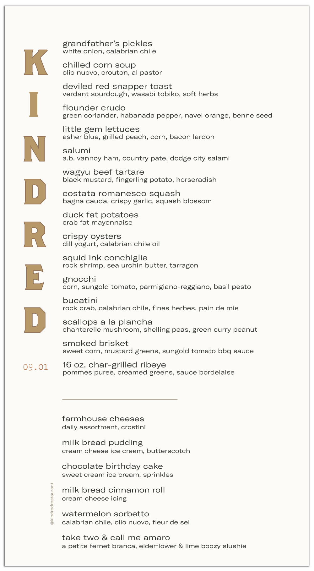 Menu — Kindred