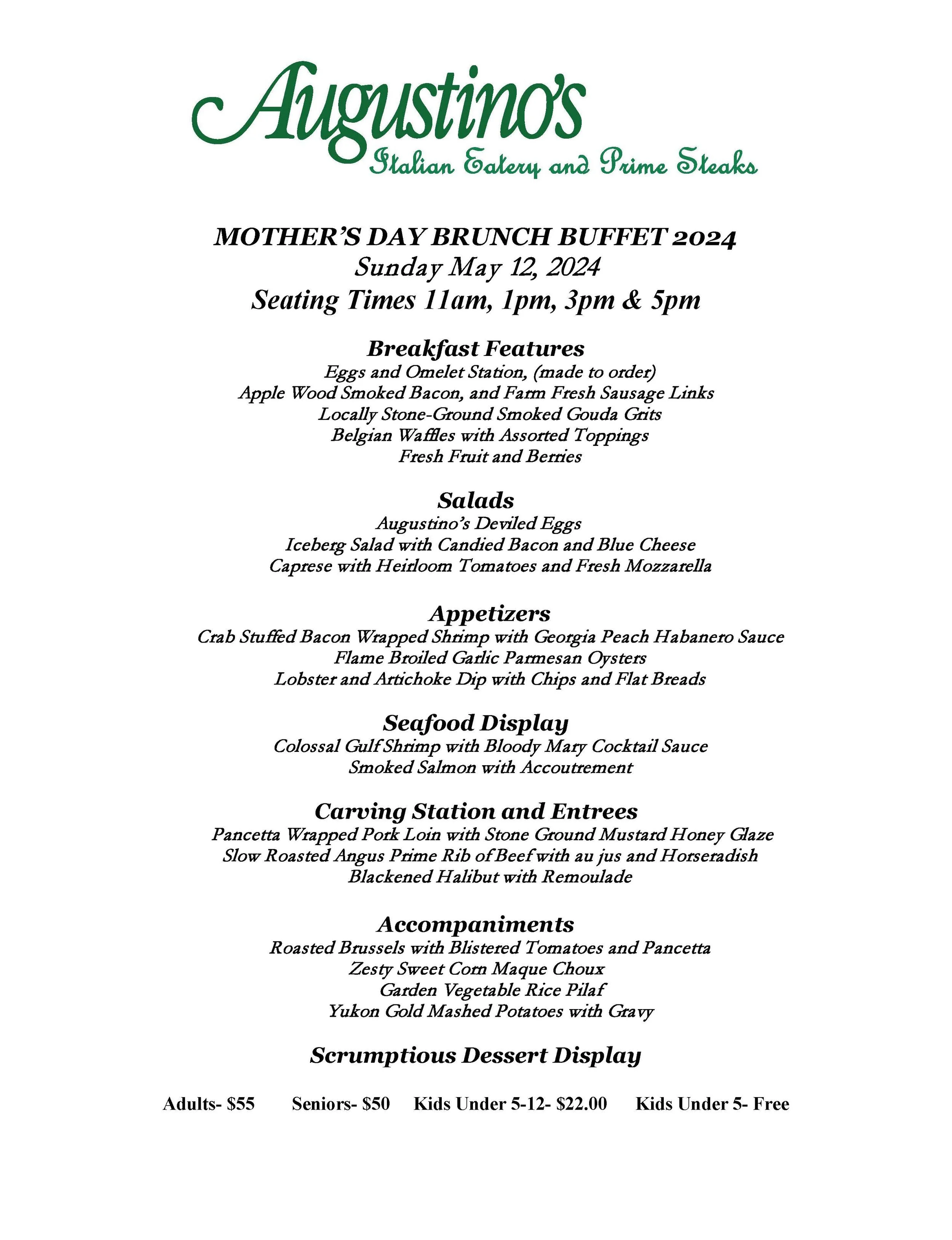 Seasonal — Augustino's Italian Eatery and Prime Steaks