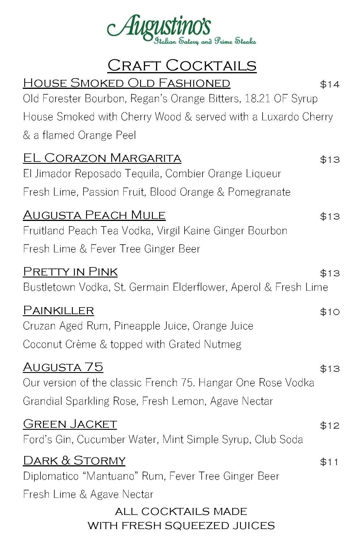 All Menus for QR Code — Augustino's Italian Eatery and Prime Steaks