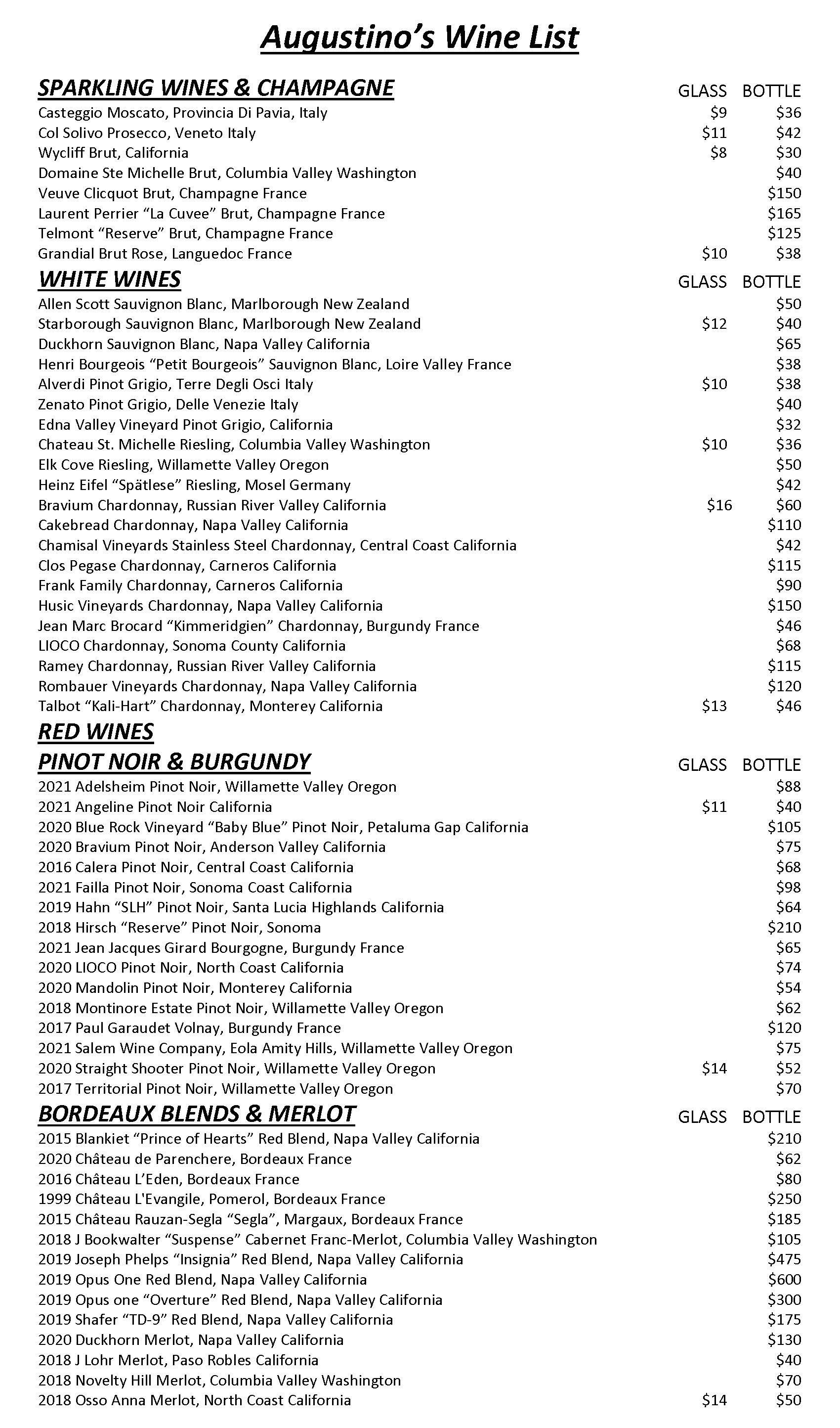 All Menus for QR Code — Augustino's Italian Eatery and Prime Steaks