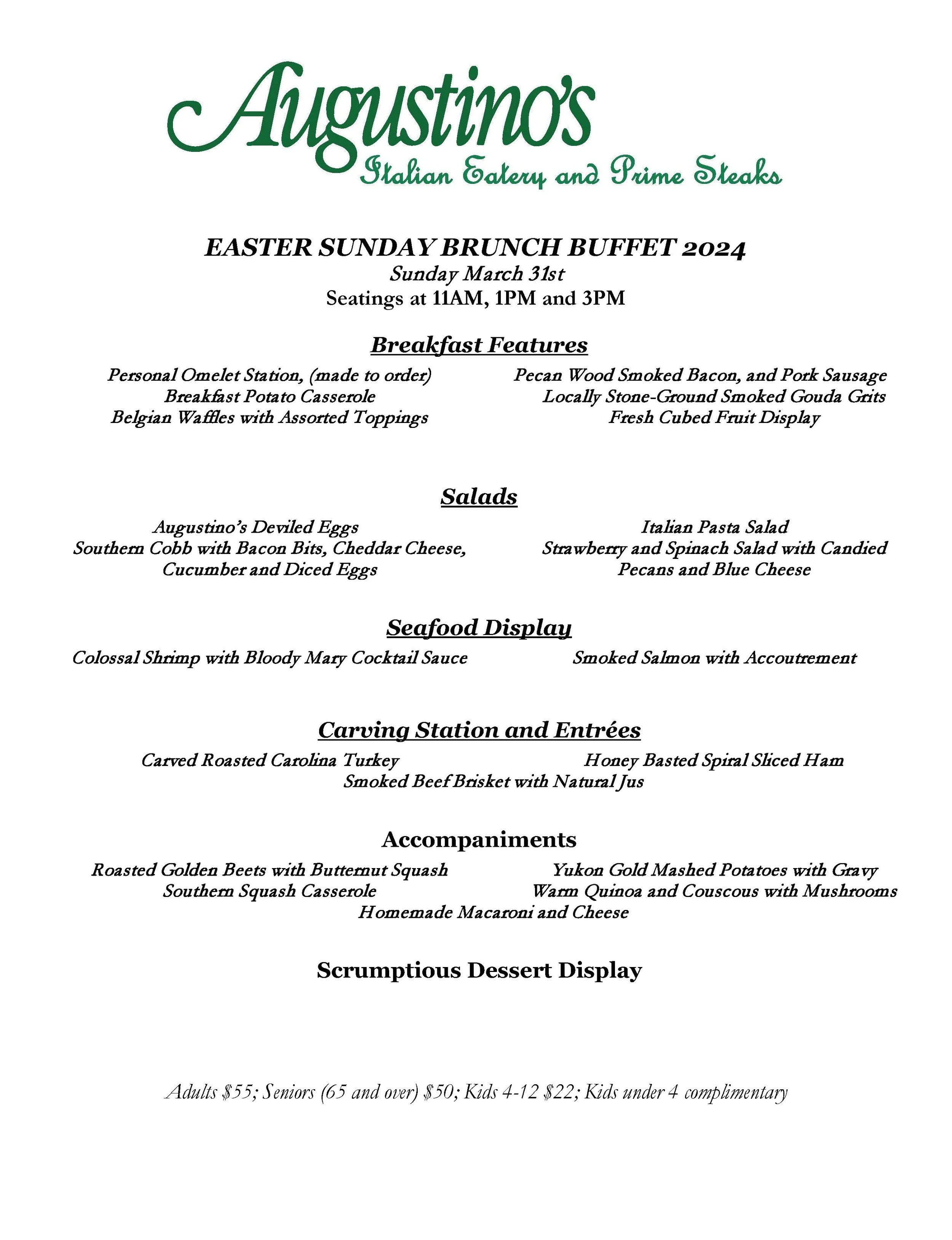 Seasonal — Augustino's Italian Eatery and Prime Steaks