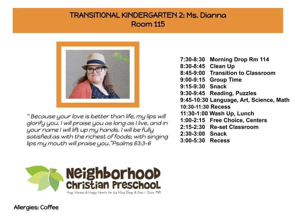 Transitional Kindergarten — Neighborhood Christian Preschool ...
