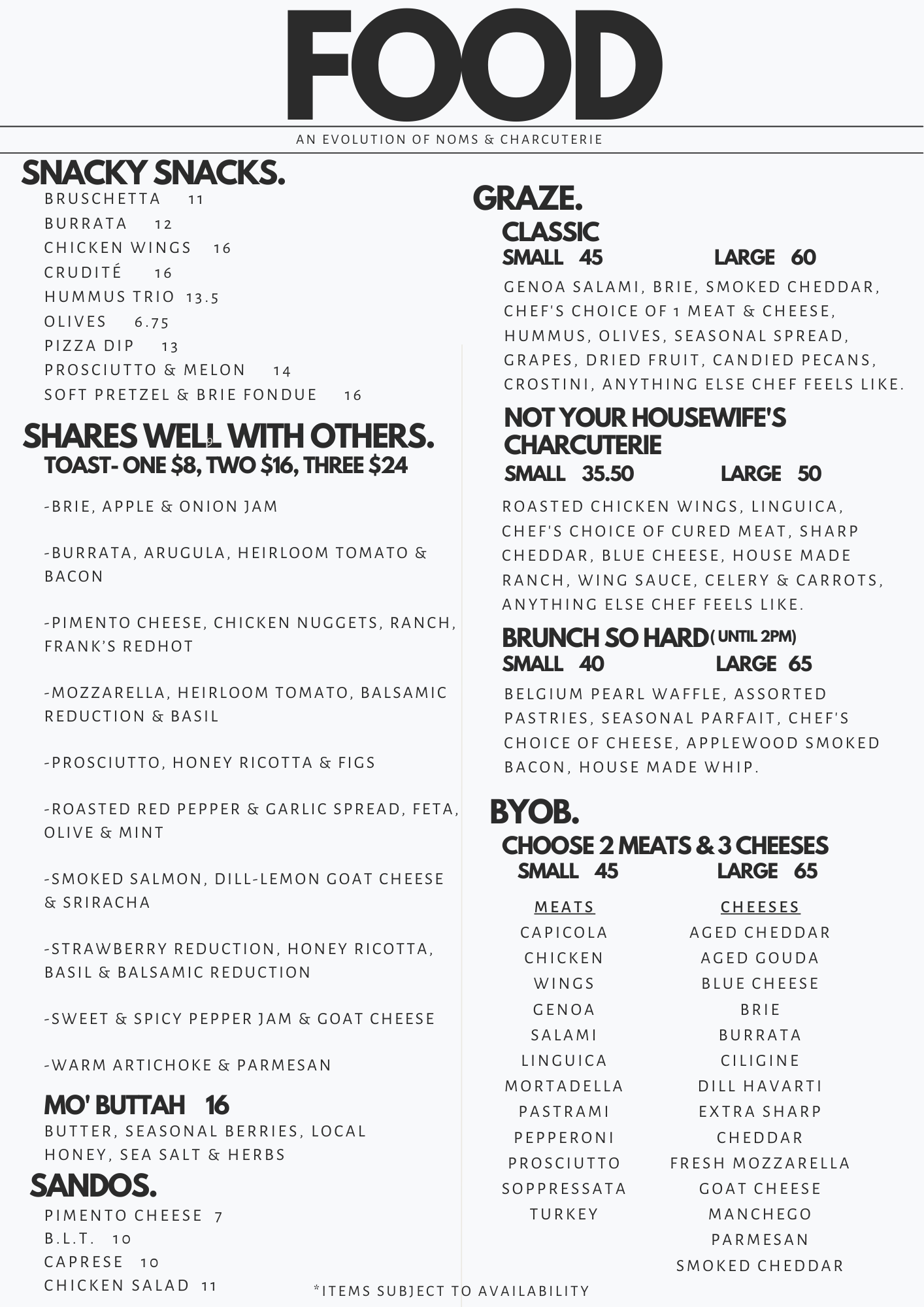 Menu — 805 Charcuterie