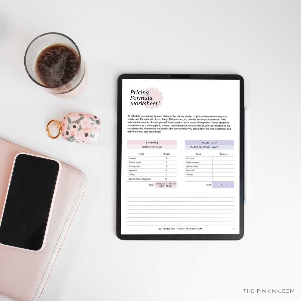 Free Planner Design Pricing Guide & Worksheet — The Pink Ink