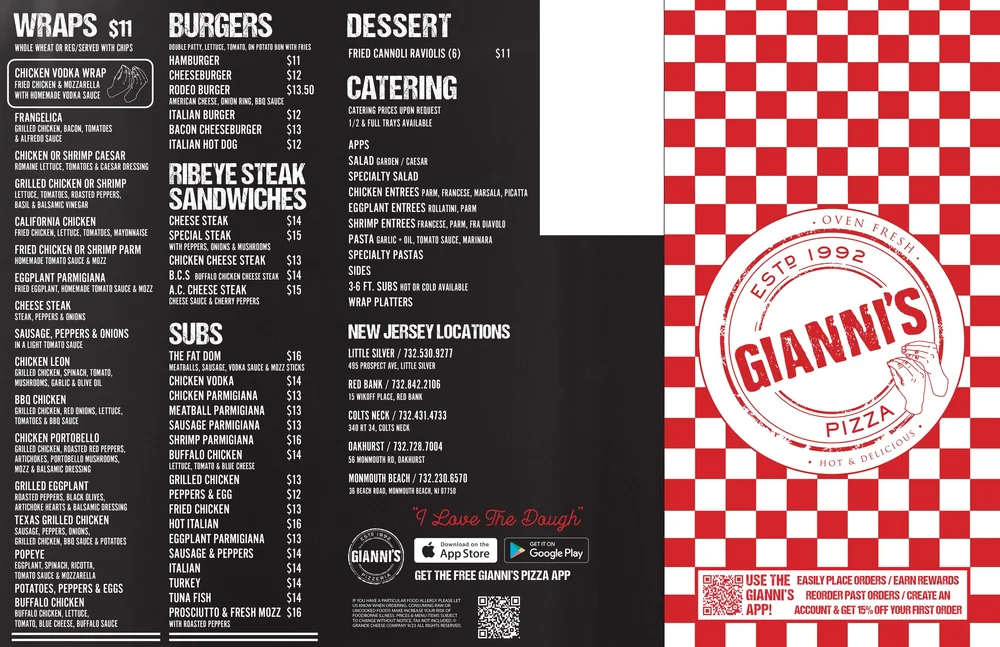 Menu — Gianni's Pizzeria